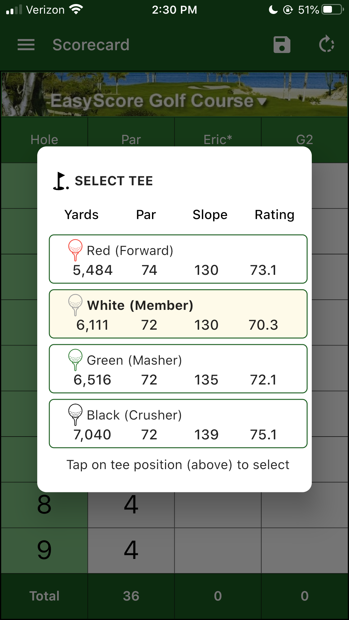 EasyScore Golf - Smartphone scorecard app for golf courses